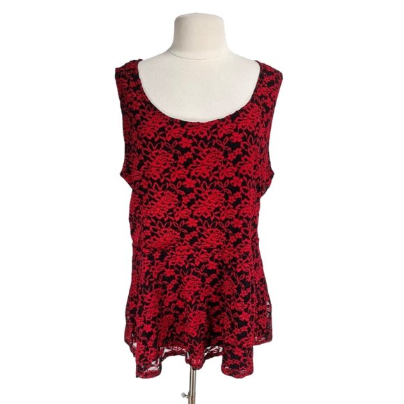 torrid | Tops | Torrid Red Floral Lace Basic Tank Blouse Women Plus ...